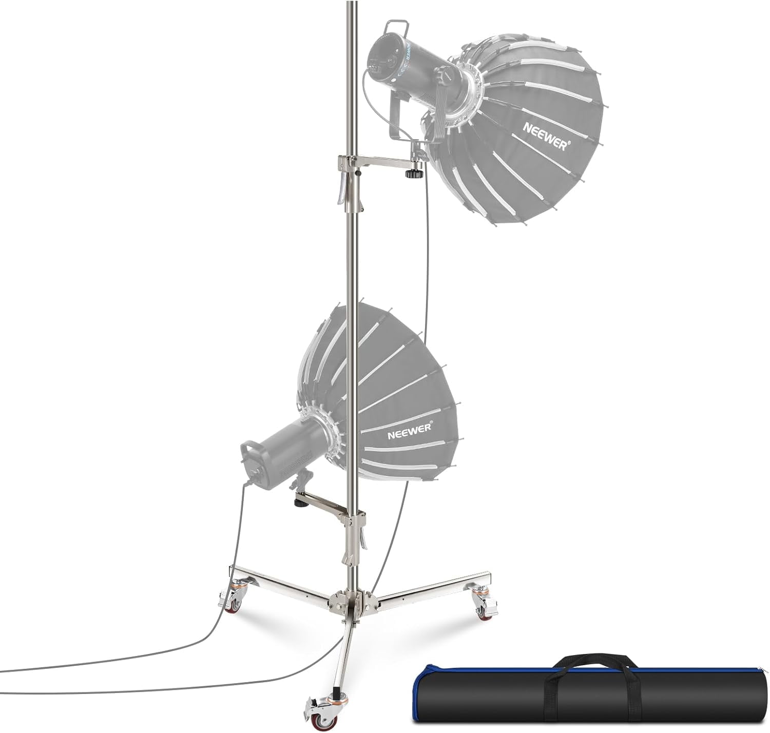 6.5ft/198cm Stainless Steel Light Stand, Heavy Duty Tripod Stand with ...