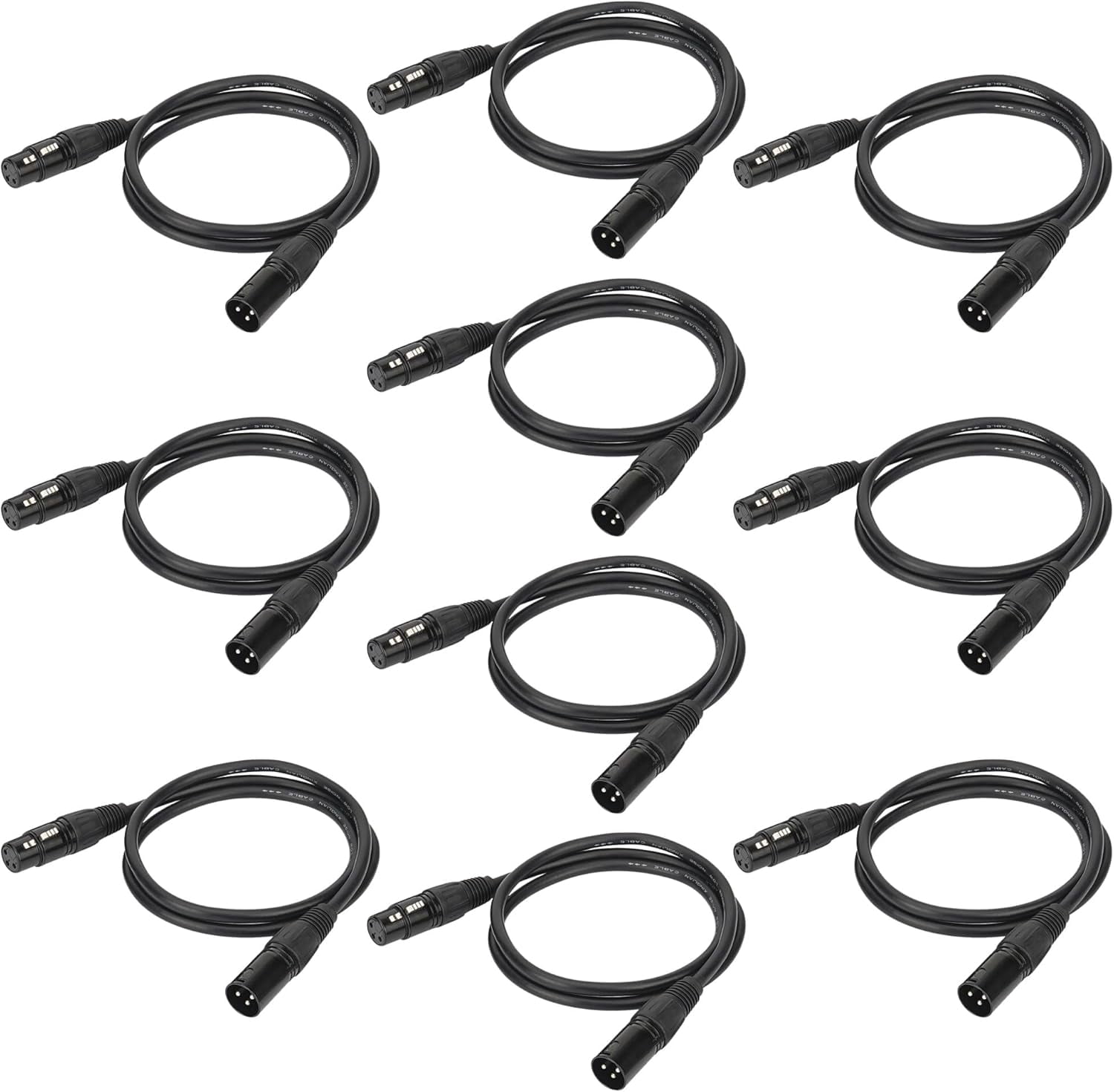 6.5ft / 2m DMX Cable, 10PCS 3 Pin DMX Cables DMX Wires, DMX512 XLR Male ...