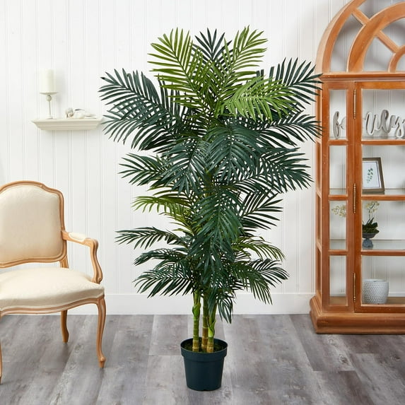 6.5ft (78″) Golden Cane Artificial Palm Tree – Lifelike Indoor Silk ...
