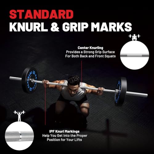 6.5ft/7ft Olympic Weight Bar - 1000LB/1200LB/1500LB Capacity Strength ...