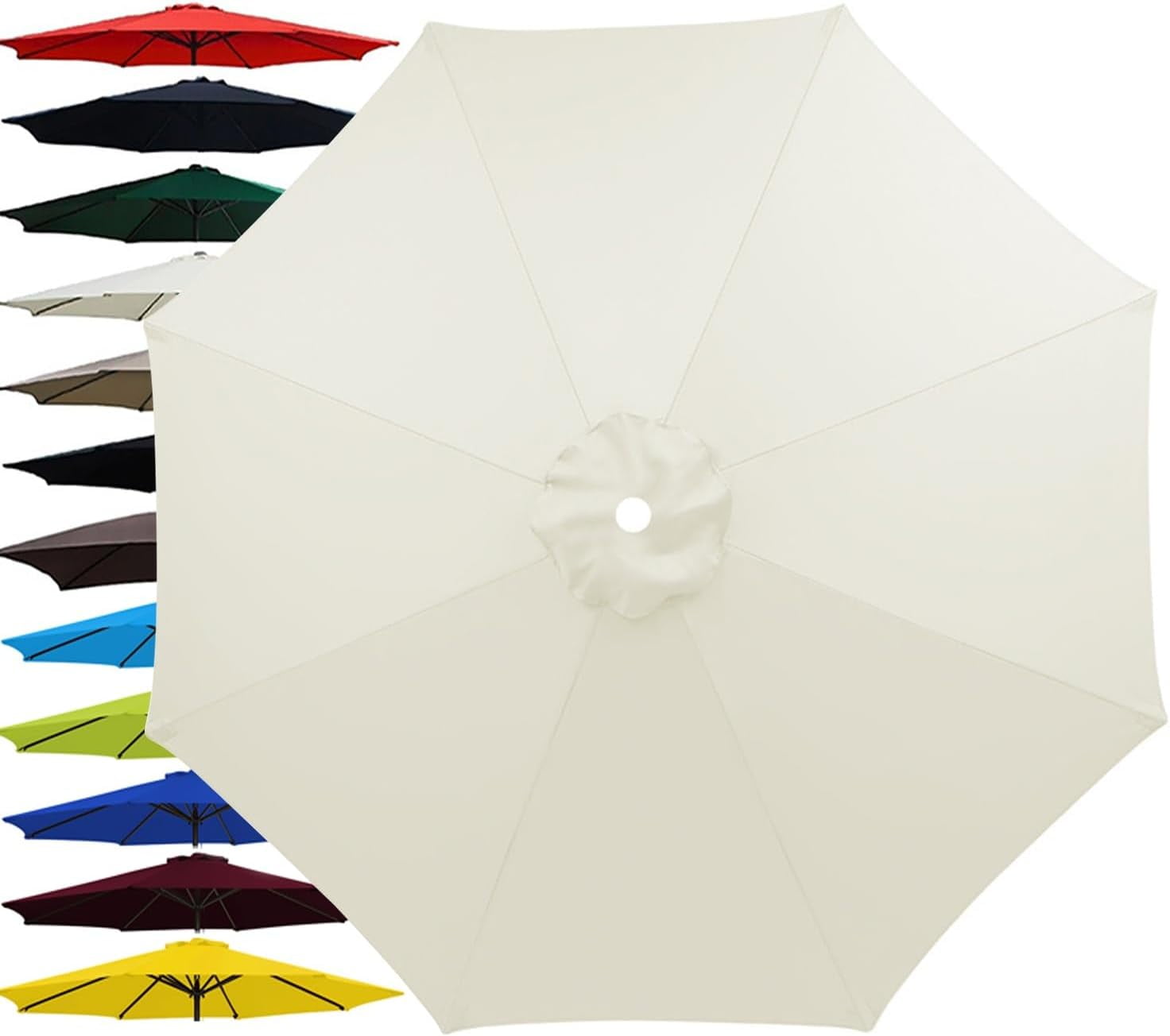 6.5ft 9ft 10ft Outdoor Patio Umbrella Replacement Canopy, 6 Ribs 8 Ribs ...