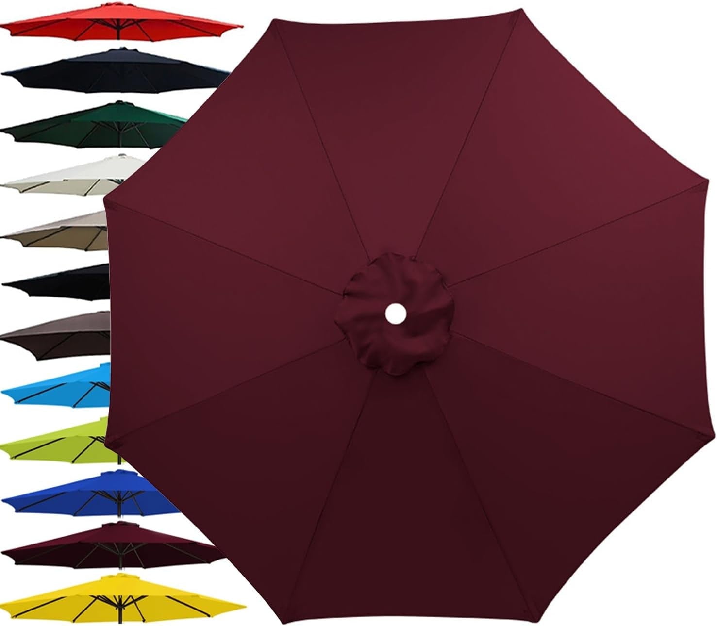 6.5ft 9ft 10ft Outdoor Patio Umbrella Replacement Canopy, 6 Ribs 8 Ribs ...