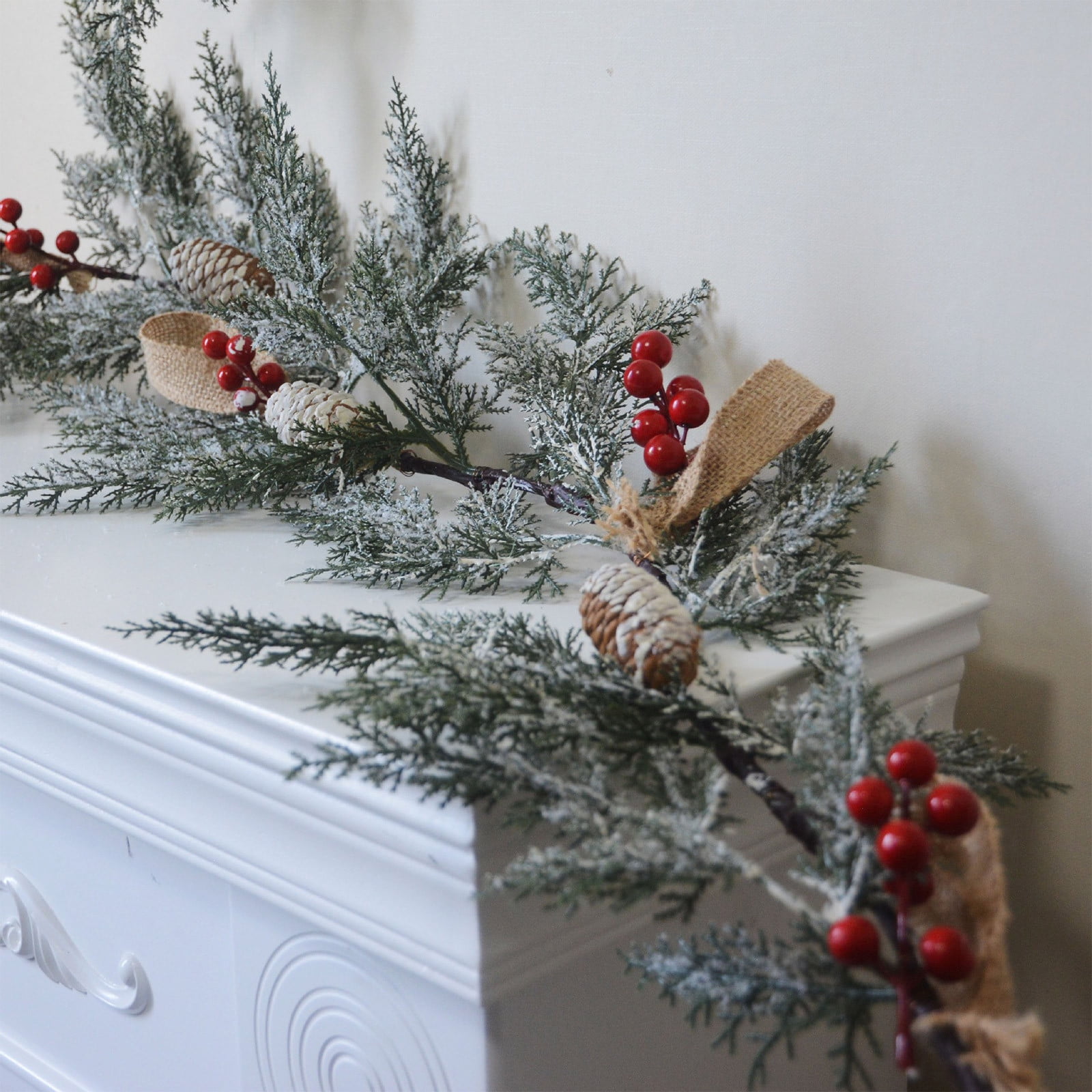 6.5ft Artificial Touch Norfolk Pine Garlands With Snow,White Artificial ...