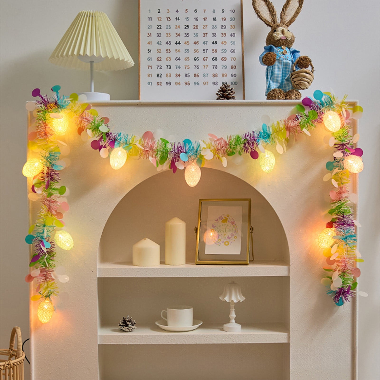 6.5ft Easter Garland Decor, Lighted Spring Garland Decorations for Tree ...