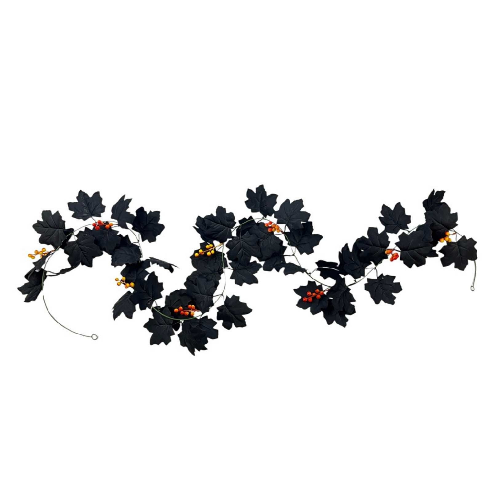 6.5ft Lighted Black Maple Leaf Garland, Halloween Battery Operated ...