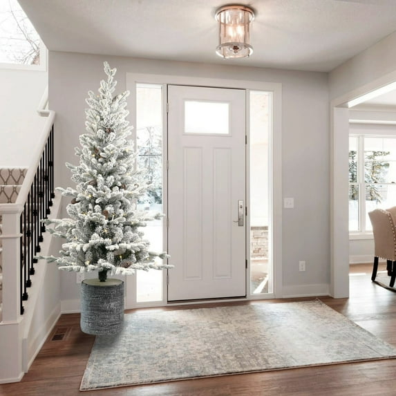 6.5ft PE/PVC Decorated Flocking Basin Pine Cone Xmas Tree Flocked ...