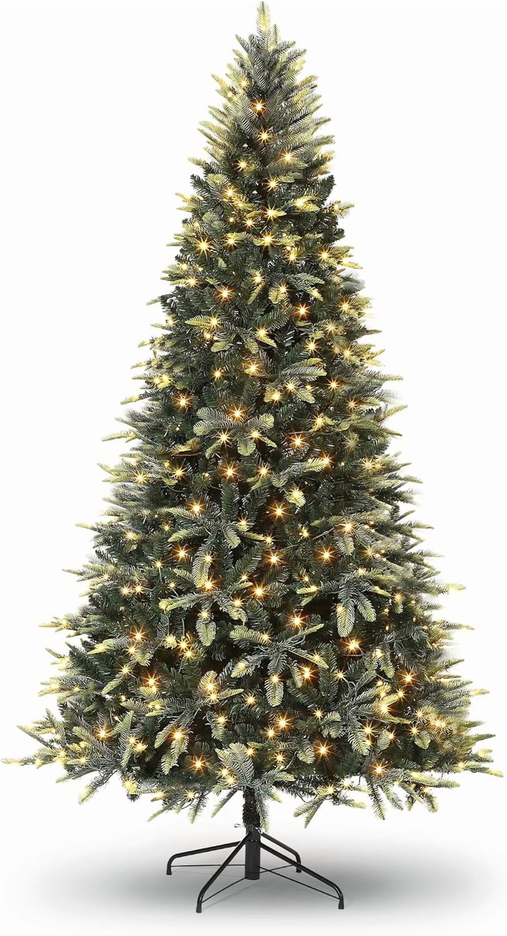 6.5ft Pre-Lit Pencil Christmas Tree with 240 Warm White Lights, 8 Modes ...
