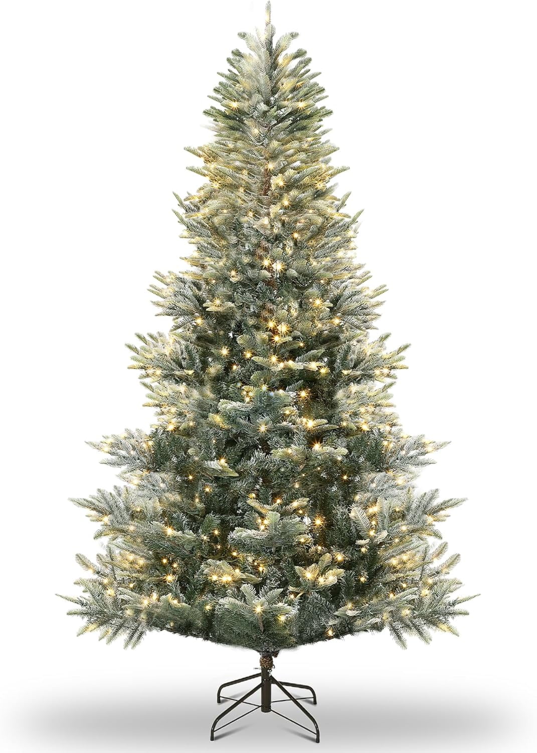 6.5ft Pre-Lit Snow Flocked Artificial Christmas Tree with Warm White ...