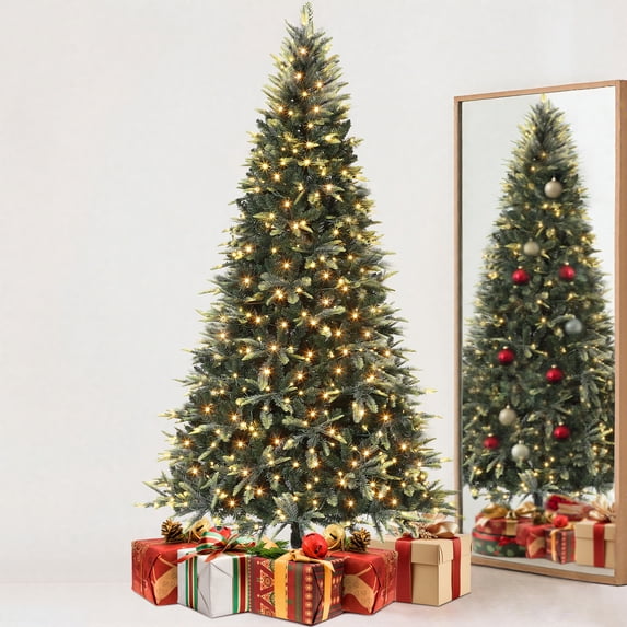 6.5ft Pre-lit Artificial Christmas Tree with Incandescent 300 Warm ...