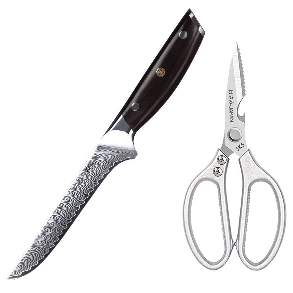 6.5in Boning Knife Japanese Damascus Steel Chef Knives + Kitchen ...