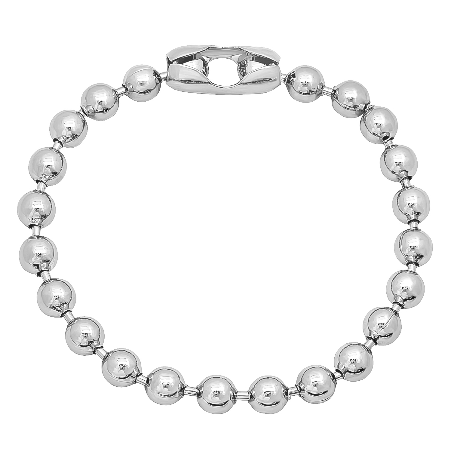 6.5mm Rhodium Plated Military Ball Chain Bracelet, 9 inches - Walmart.com