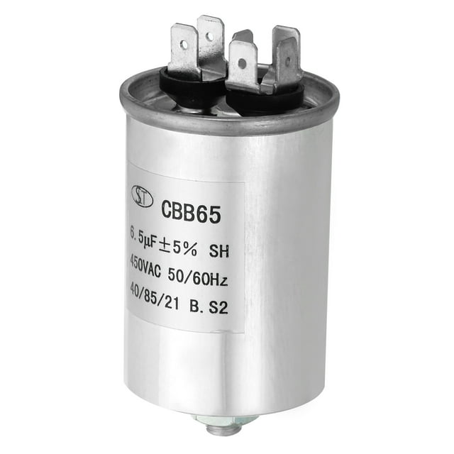 6.5uF 6.5MDF 450VAC Fan Start Capacitor, CBB65 Circular Run Capacitor with Screws for Air ...