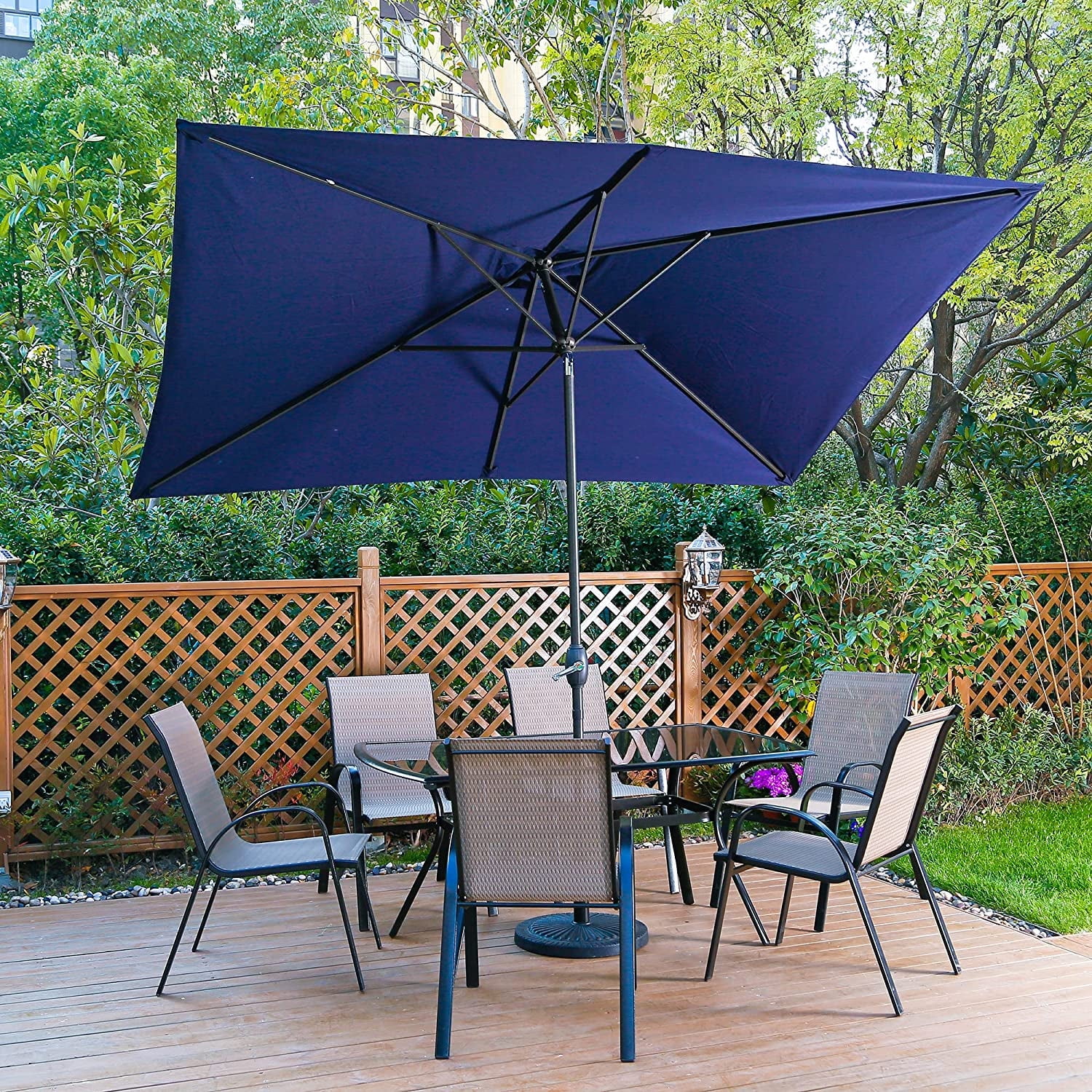 6.5x10 ft Rectangular Patio Umbrella Outdoor Market Table Umbrella ...