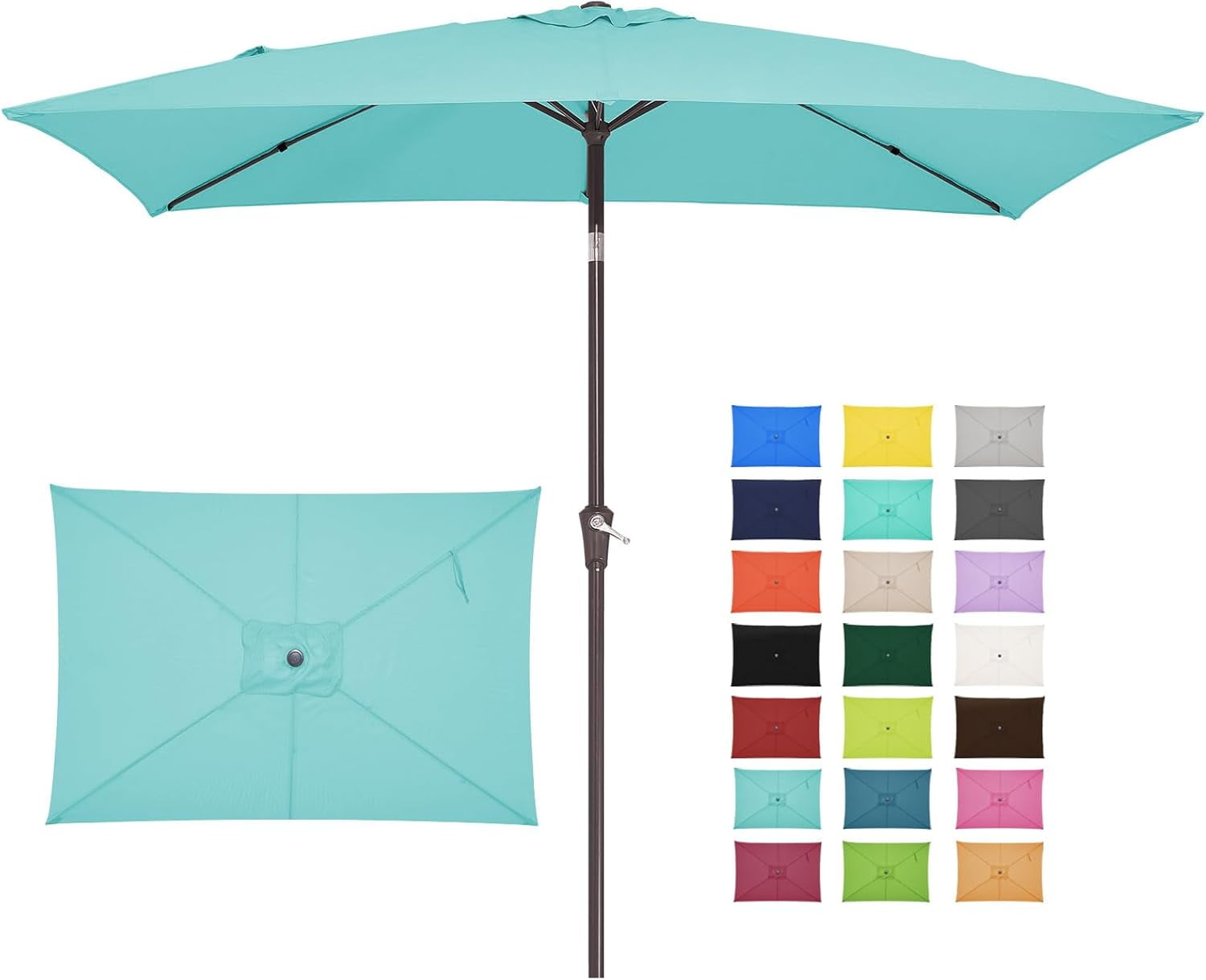 6.5x10 ft Rectangular Patio Umbrellas Outdoor Market Umbrella with Push ...