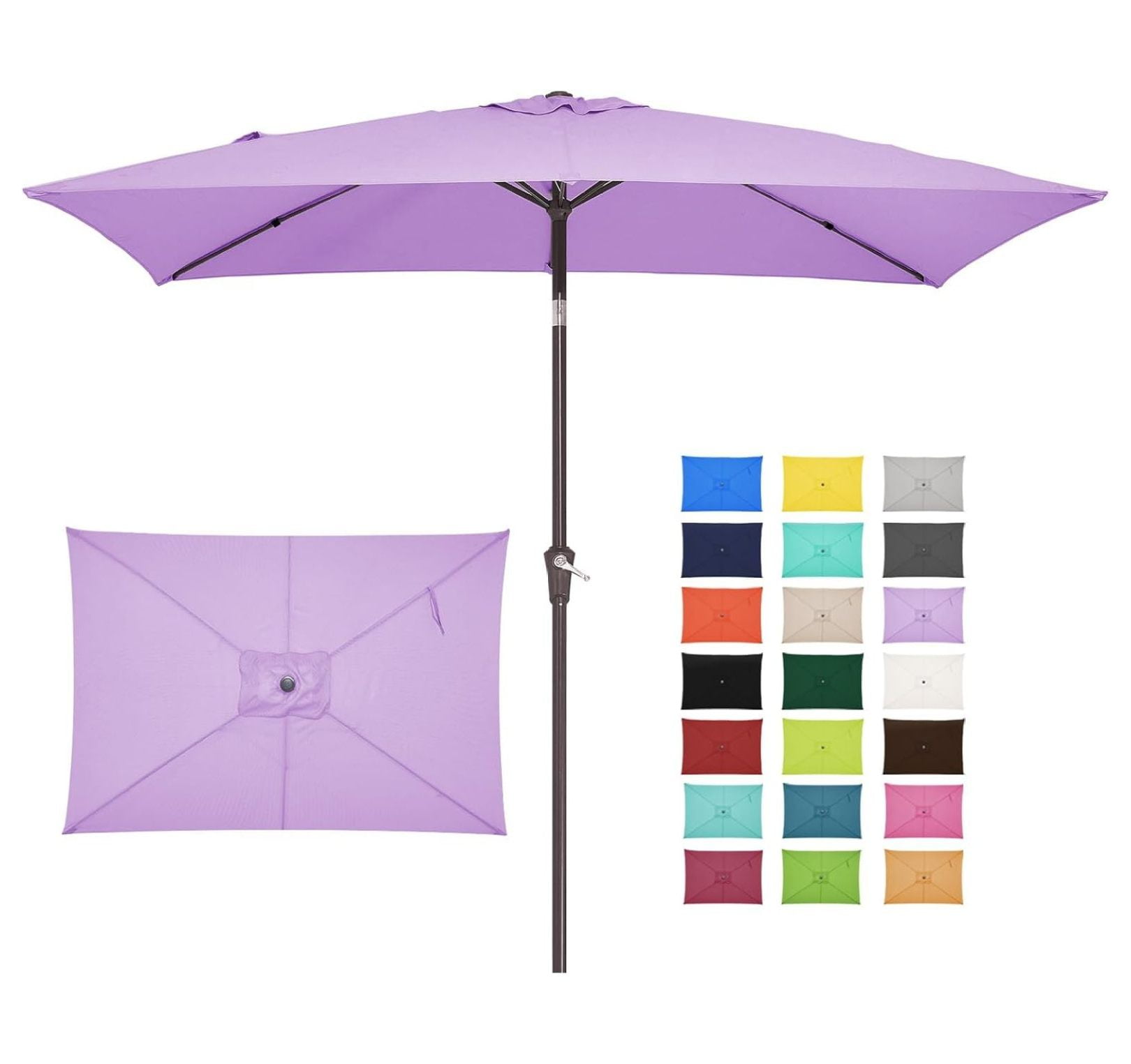 6.5x10 ft Rectangular Patio Umbrellas Outdoor Market Umbrella with Push Button Tilt and Crank ...