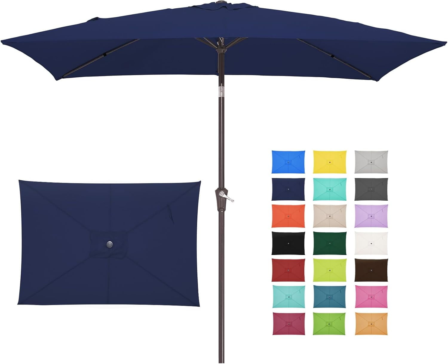 6.5x10 ft Rectangular Patio Umbrellas Outdoor Market Umbrella with Push ...