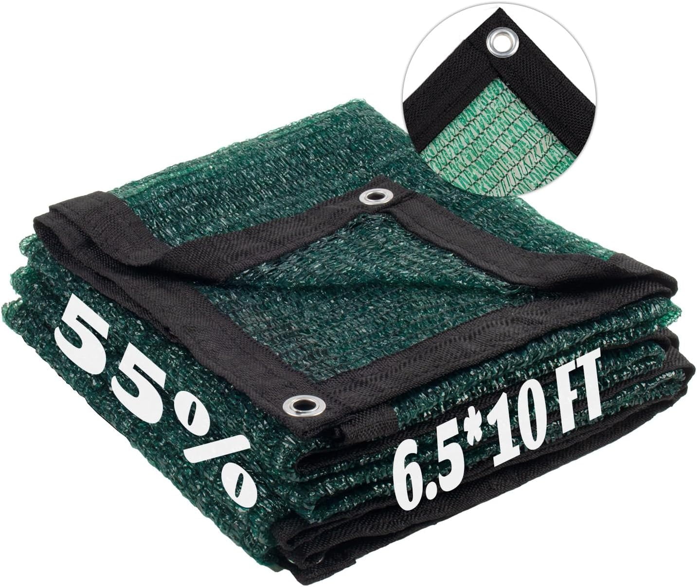 6.5x10FT 55% Green Shade Cloth Sun Shade Net with Grommets Sunblock Net ...