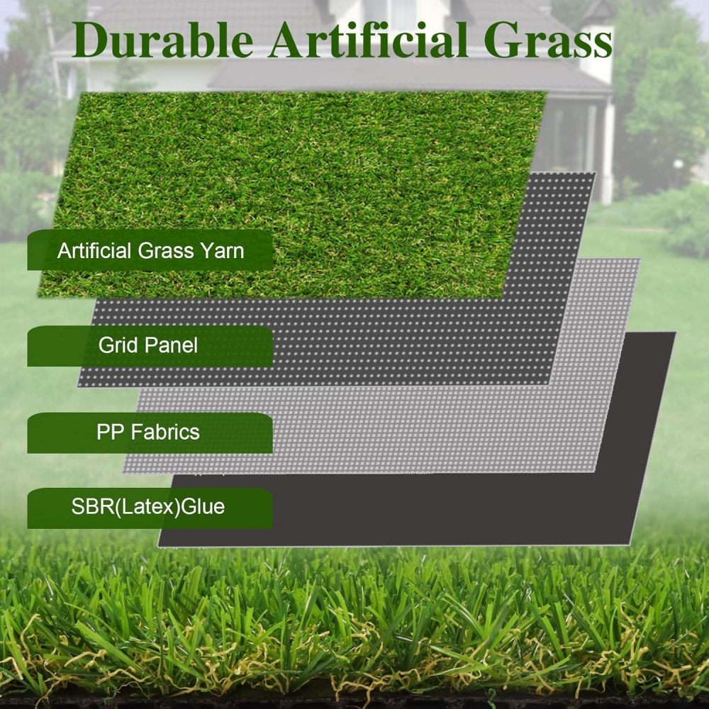 6.5x10FT Artificial Grass Turf 0.8" Indoor Outdoor Fake Grass with ...