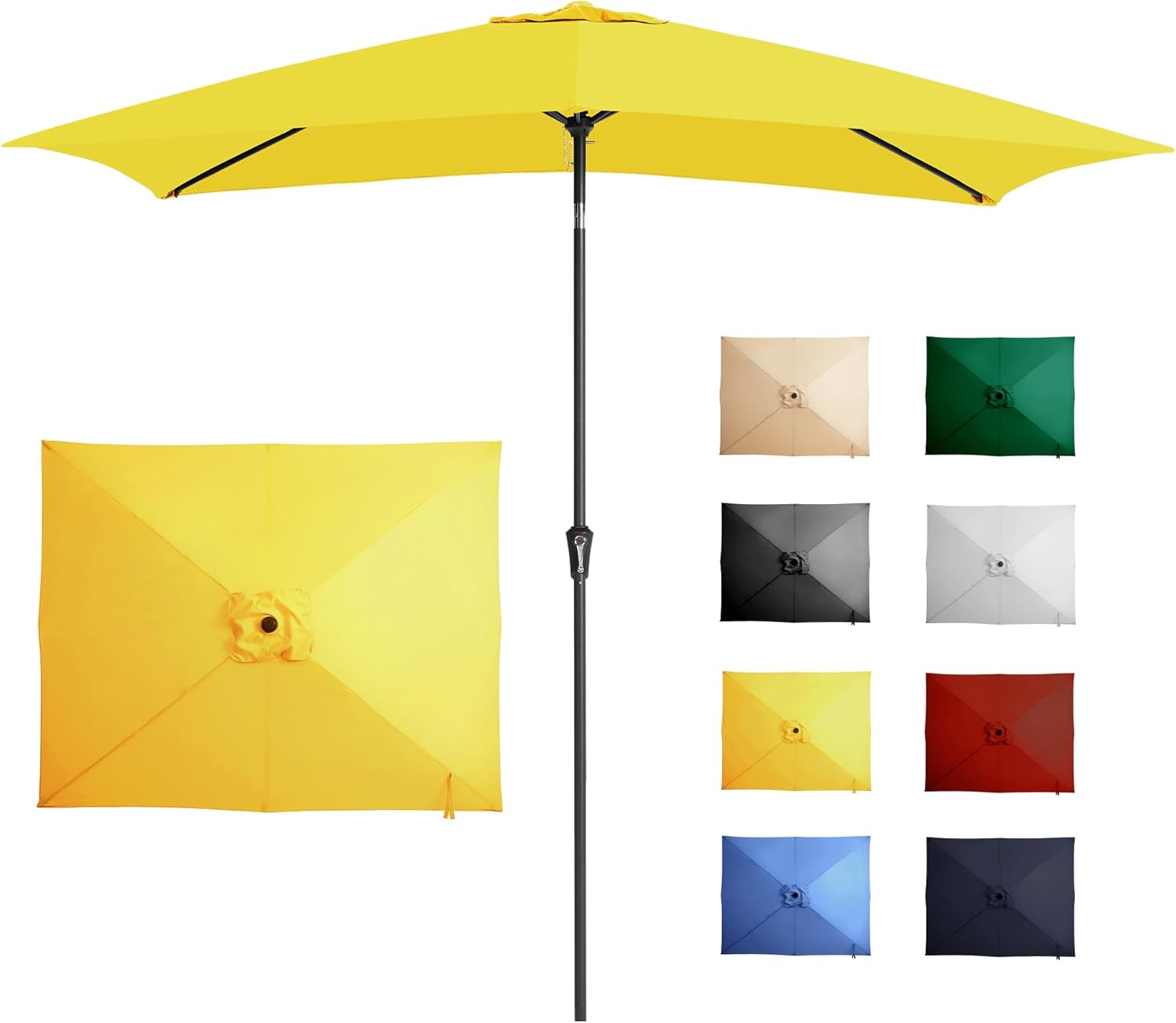6.5x10FT Rectangular Patio Umbrella Outdoor Table Umbrella w/Push ...