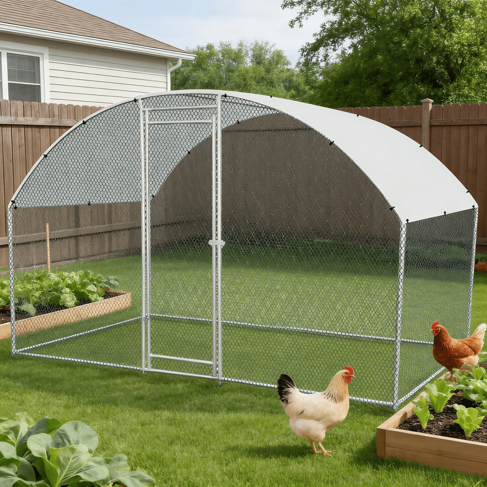 6.5x10FT Walk In Chicken Coop Large Metal Poultry Cage with Waterproof ...