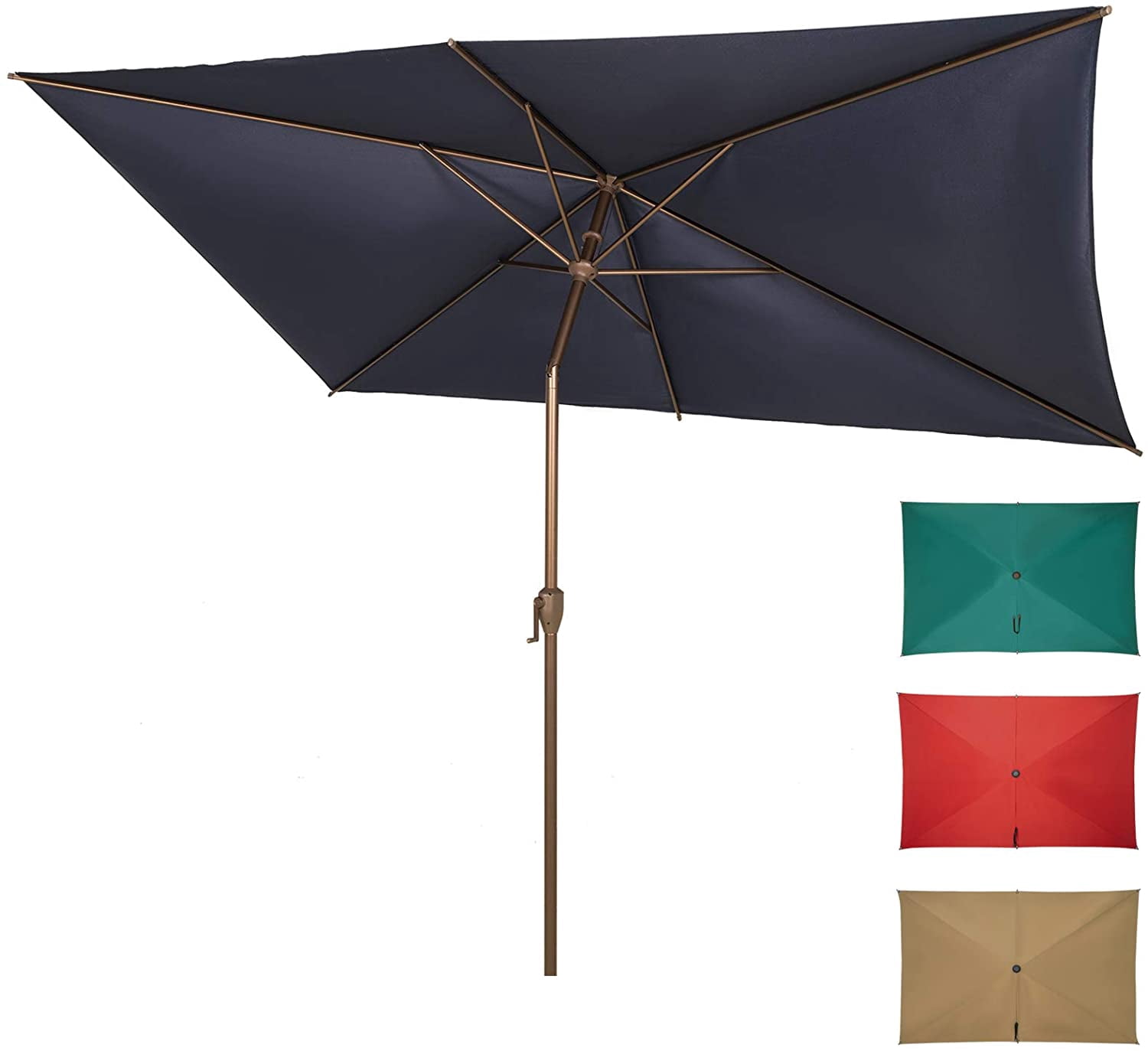 6.5x10ft Patio Umbrella Rectangular Outdoor Table Umbrella with Crank ...