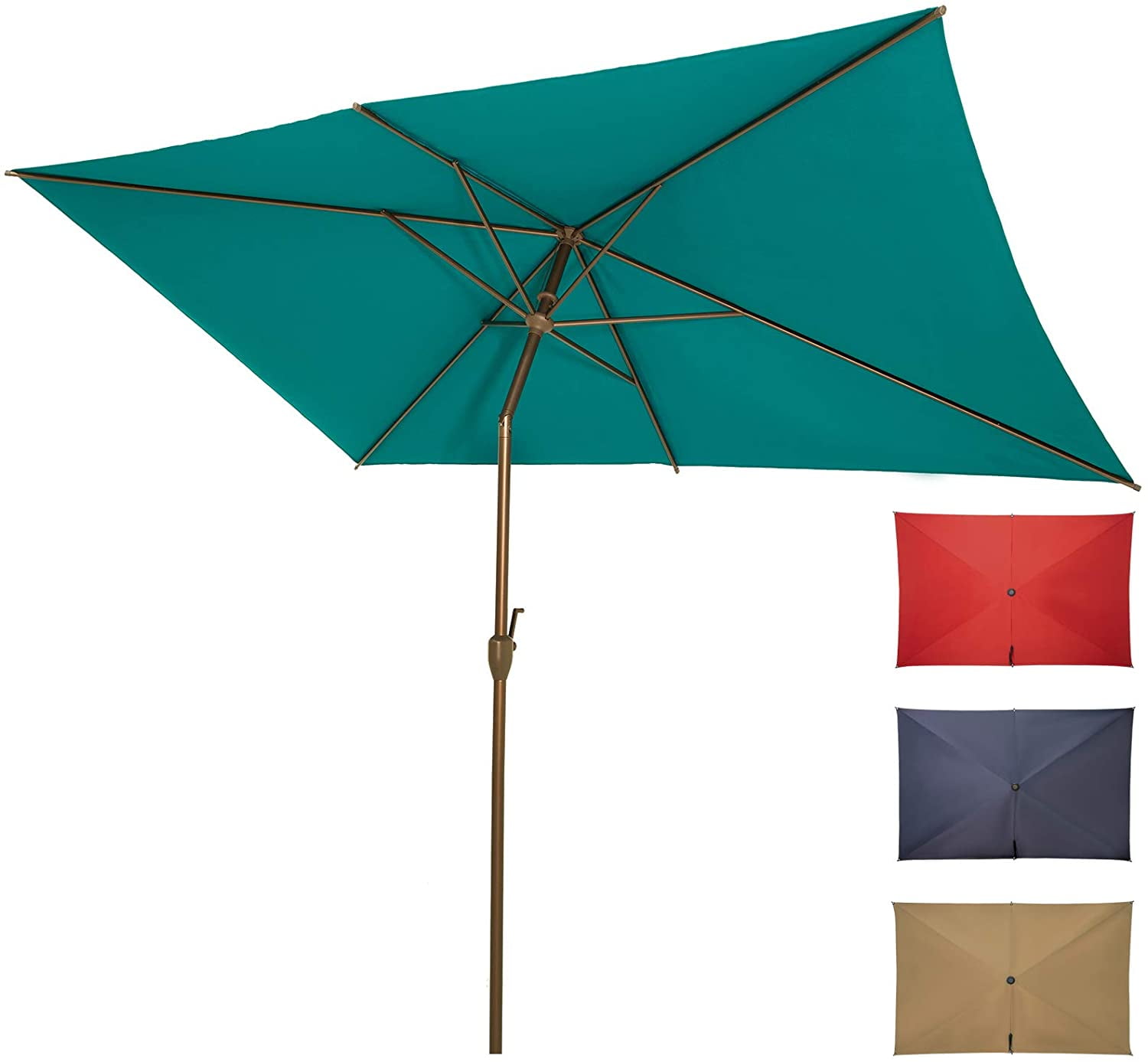 6.5x10ft Patio Umbrella Rectangular Outdoor Table Umbrella with Crank ...