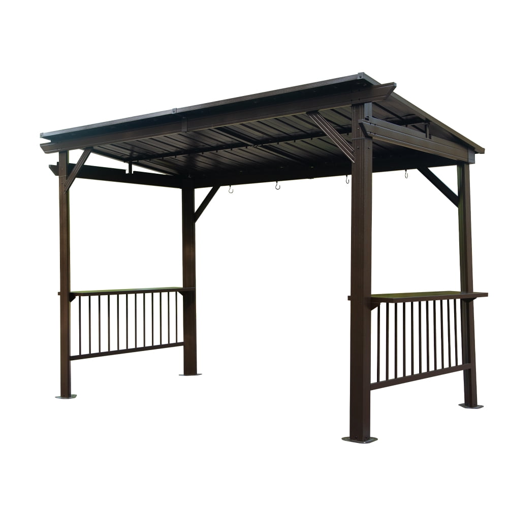 6.5x12FT Hardtop Grill Gazebo, Outdoor BBQ Gazebo with 2 Side Shelves ...