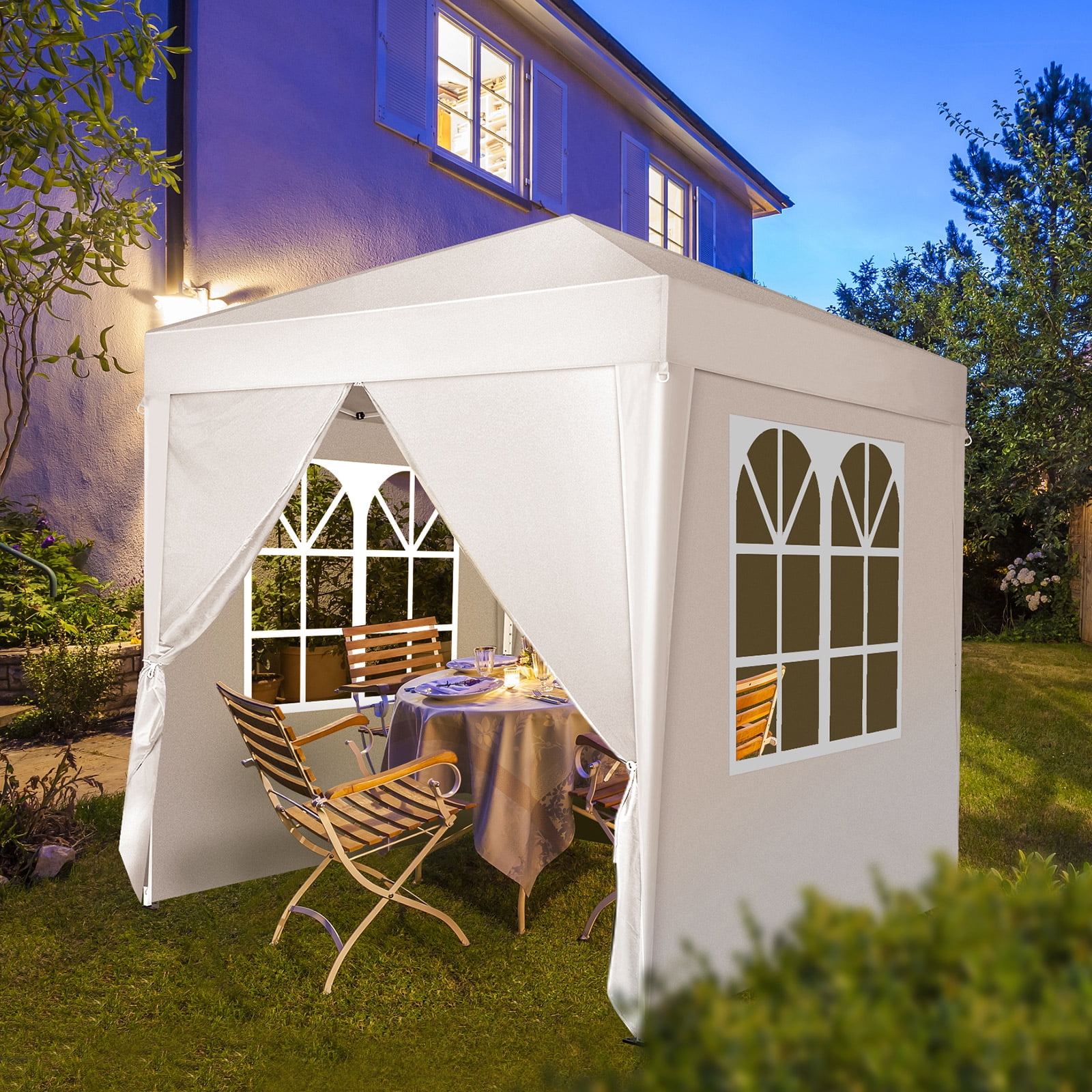 6.5x6.5ft Outdoor Pop Up Canopy Tent with 4 Side Walls, Foldable ...