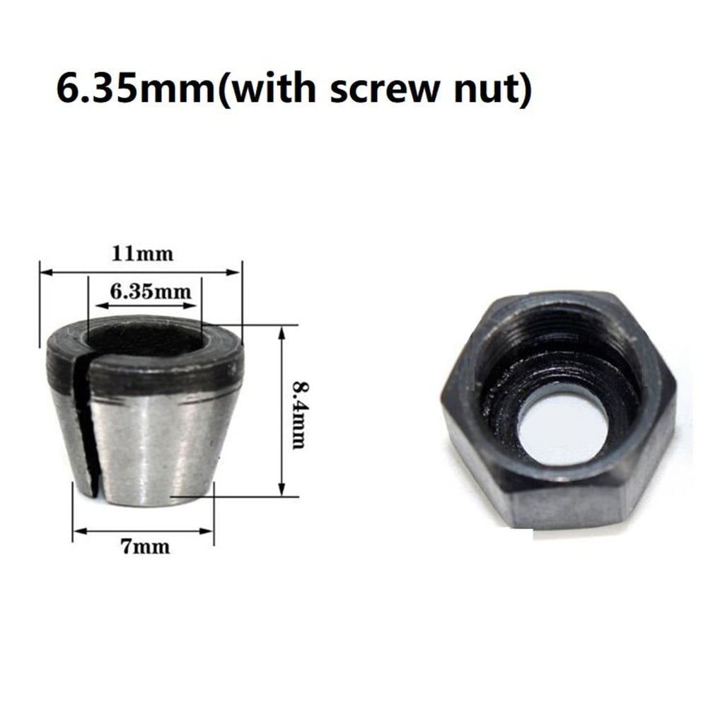 6/6.35/8mm Collet Chuck Adapter W/Nut For Engraving Trimming Machine ...
