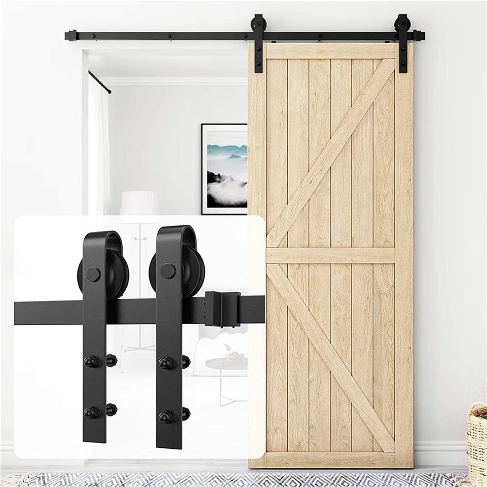 6/6.6ft Sliding Barn Door Hardware Kit Mechanism Antique Upgraded ...