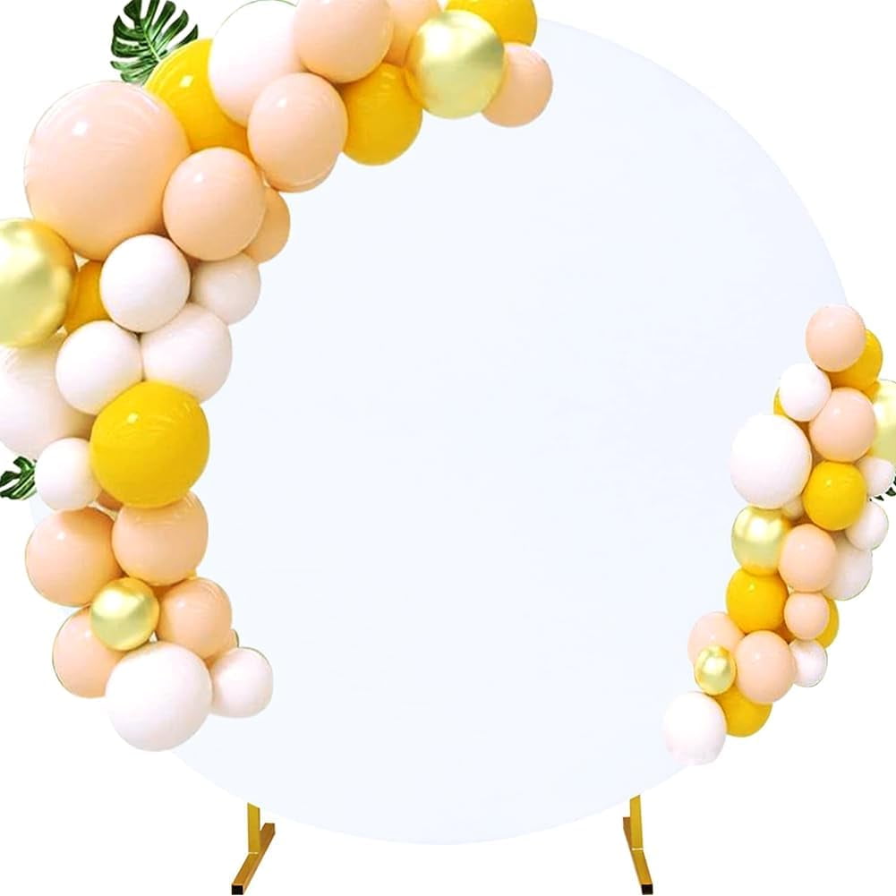 6.6 FT White Round Backdrop Cover Adjustable Polyester Arch Backdrop ...