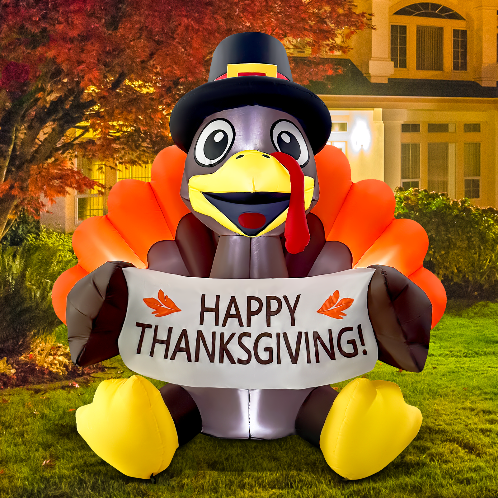 6.6 FT Wide Blow up Thanksgiving Turkey, Inflatable Thanksgiving Turkey ...
