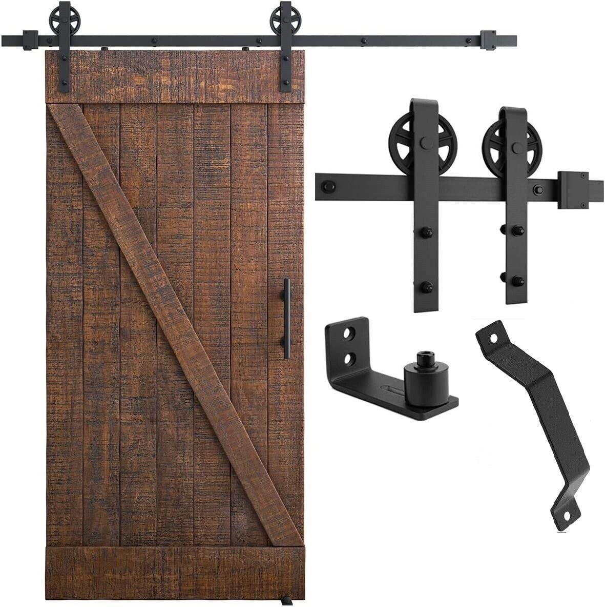 6.6 ft Sliding Barn Door Hardware Kit, 5 Tracks Set with Handle ...