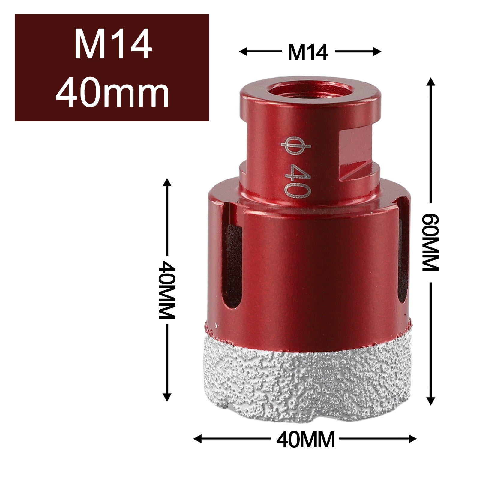 6-68Mm for M14 Core Drill Bit Stone Porcelain Tile Glass 40Mm - Walmart.com
