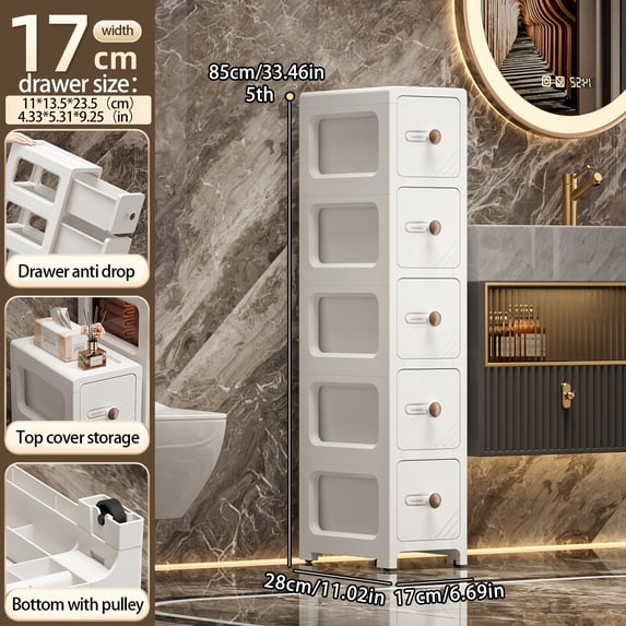 6.69" Plastic Drawer-Style Sliding Storage Cabinet | 3.2 Cu. Ft ...