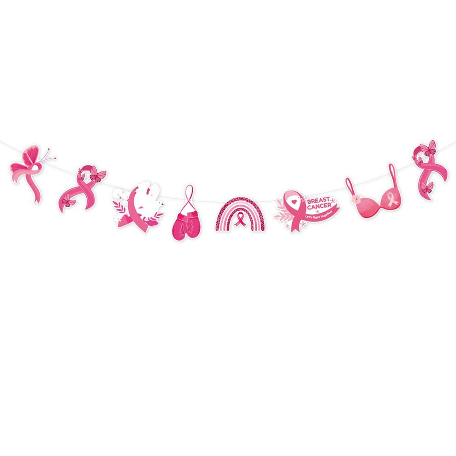 6.69in 1pcs Colorful Pennant Banner Flags Pink Bunting String Triangle ...