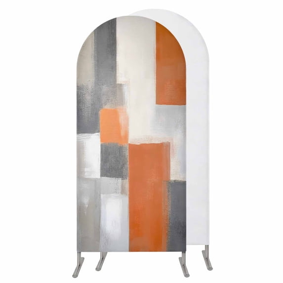 6.6FT Arch Backdrop Covers, Abstract Orange Grey Wedding Arch Cover ...