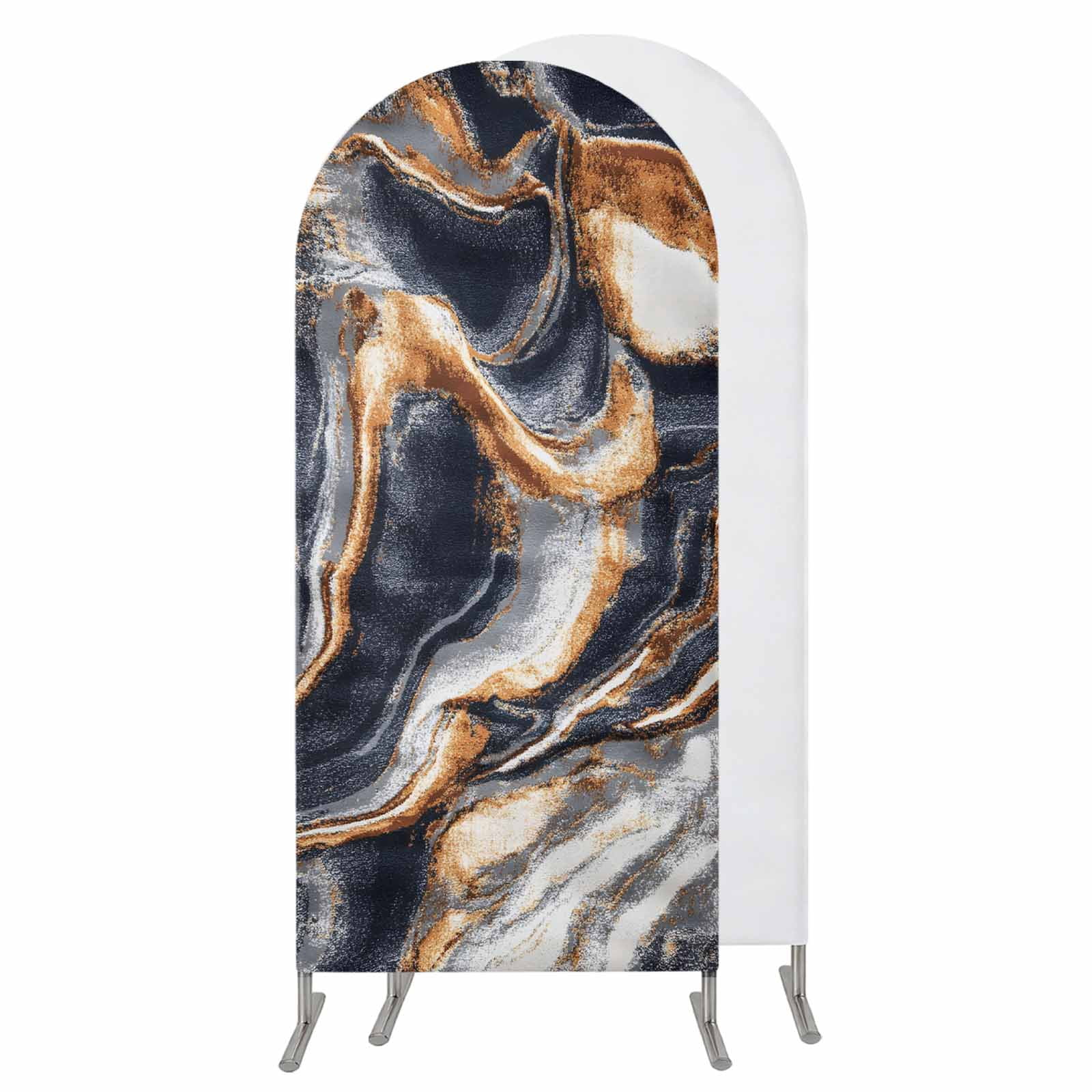 6.6FT Arch Backdrop Covers, Black Orange Marble Wedding Arch Cover ...