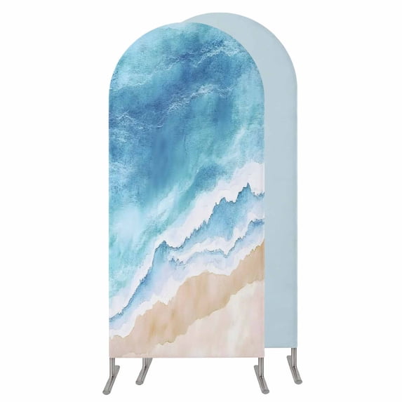 6.6FT Arch Backdrop Covers, Blue Waves Wedding Arch Cover Stretchy ...