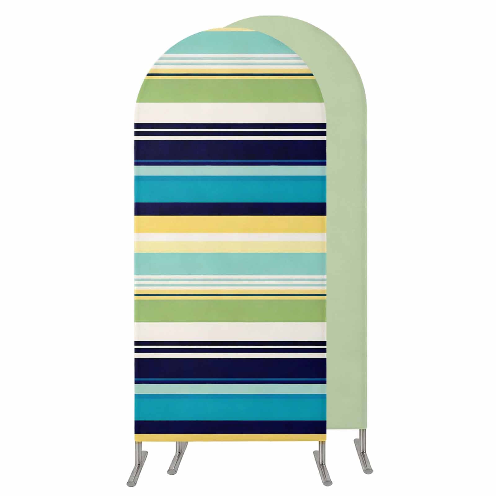 6.6FT Arch Backdrop Covers, Blue Yellow Green Striped Wedding Arch ...