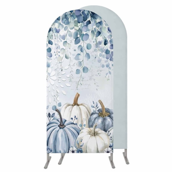 6.6FT Arch Backdrop Covers, Fall Blue Grey Pumpkins Wedding Arch Cover ...