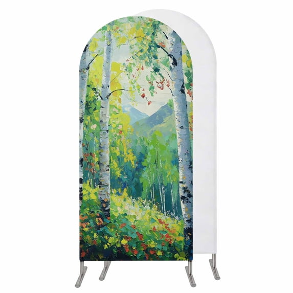 6.6FT Arch Backdrop Covers, Green Oil Painting Wedding Arch Cover ...