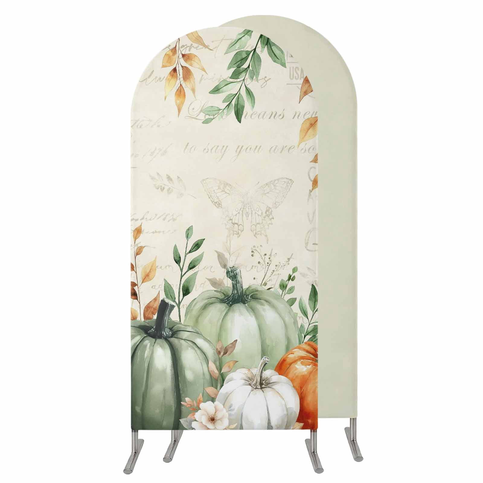 6.6FT Arch Backdrop Covers, Green Orange Pumpkin Fall Wedding Arch ...