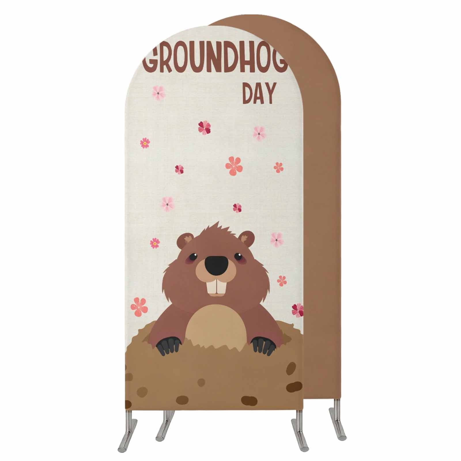 6.6FT Arch Backdrop Covers, Groundhog Day Wedding Arch Cover Stretchy ...