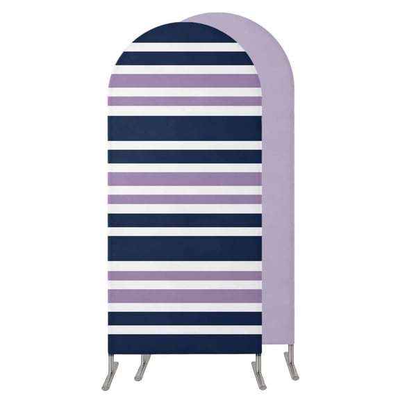 6.6FT Arch Backdrop Covers, Navy Blue Purple Striped Wedding Arch Cover ...
