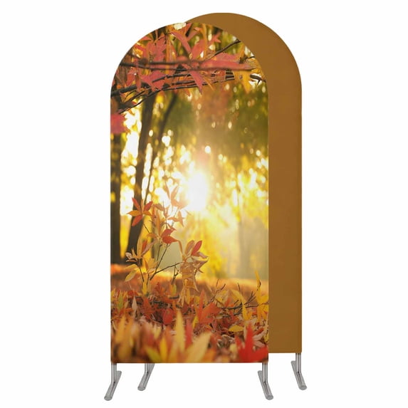 6.6FT Arch Backdrop Covers, Orange Autumn Leaves Wedding Arch Cover ...