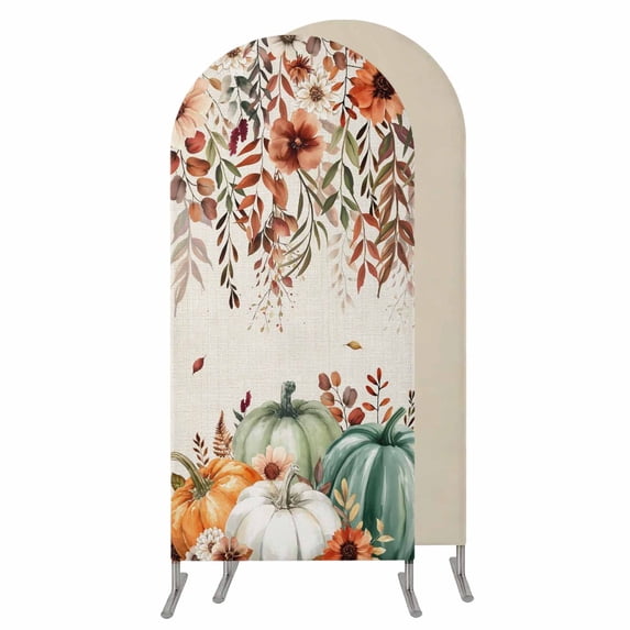 6.6FT Arch Backdrop Covers, Orange Green Pumpkins Fall Wedding Arch ...