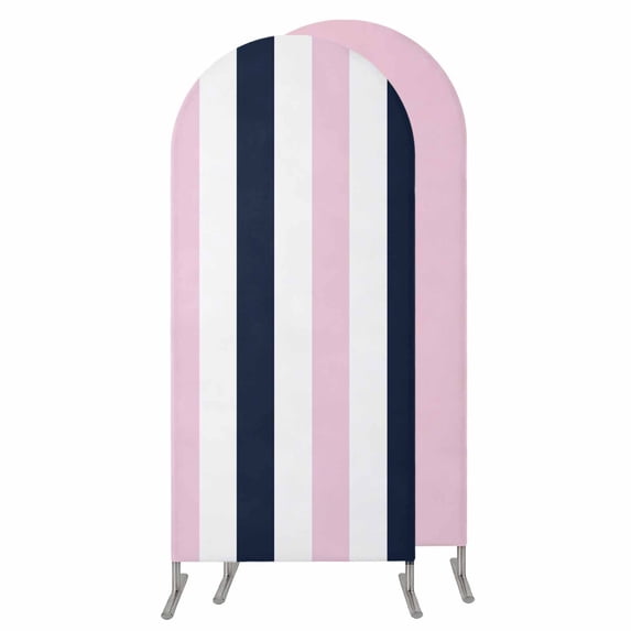 6.6FT Arch Backdrop Covers, Pink Navy Blue Striped Wedding Arch Cover ...