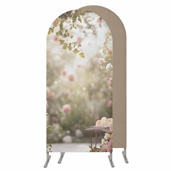 6.6FT Arch Backdrop Covers, Pink Rose Spring Floral Wedding Arch Cover ...