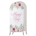 6.6FT Arch Backdrop Covers, Pink Roses Happy Day Wedding Arch Cover ...